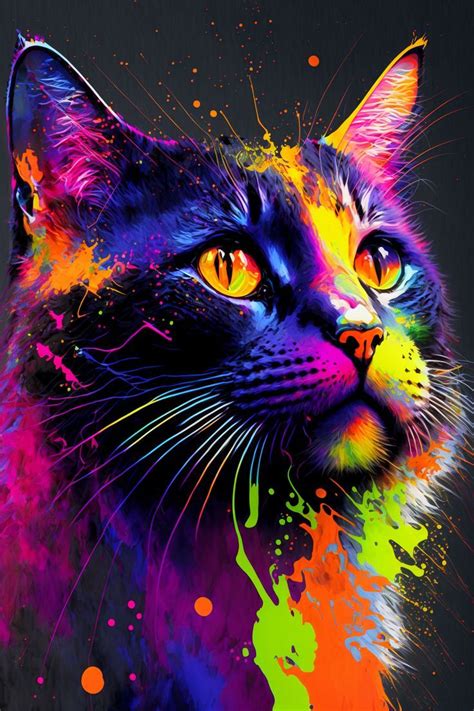 Cat Wall Art Print Cute Cat Poster Colorful Downloadable Artwork