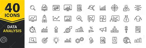 Set Of 40 Data Analysis Web Icons In Line Style Graphs Analysis Big Data Growth Chart