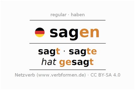 Present German "sagen" - All forms of verb, rules, examples | Netzverb ...