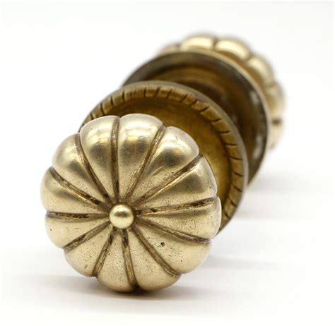 Vintage Polished Cast Brass Fluted Door Knob Set Olde Good Things