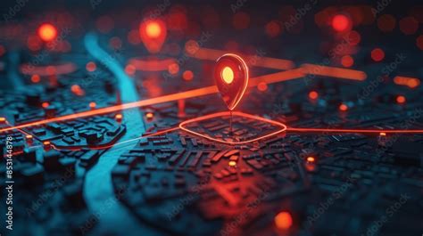 Digital Hand Set Location On Map With Two Pins Ai Technology In Gps Innovation Delivery Map