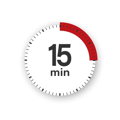 15 Minutes Timer Stopwatch Symbol In Flat Style Isolated Vector