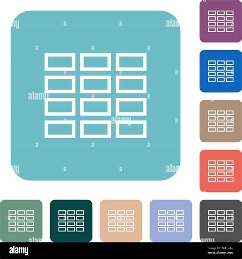 Spreadsheet Table Outline White Flat Icons On Color Rounded Square Backgrounds Stock Vector