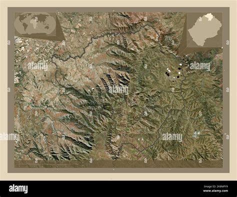 Butha Buthe District Of Lesotho High Resolution Satellite Map Corner Auxiliary Location Maps
