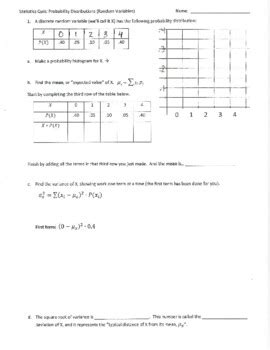 Statistics Quiz Random Variables By Helpful Handouts For High School Math