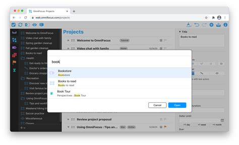 Omnifocus For The Web Adds Quick Open The Omni Group