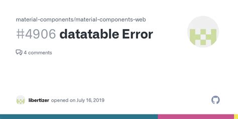 Datatable Error · Issue 4906 · Material Componentsmaterial Components