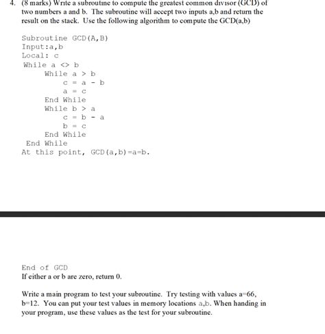 Solved 8 Marks Write A Subroutine To Compute The Greatest