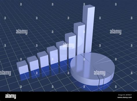 3D Business Pie And Bar Charts Blue Background Stock Photo Alamy