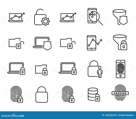 Simple Collection Of Internet Security Related Line Icons Stock Vector Illustration Of