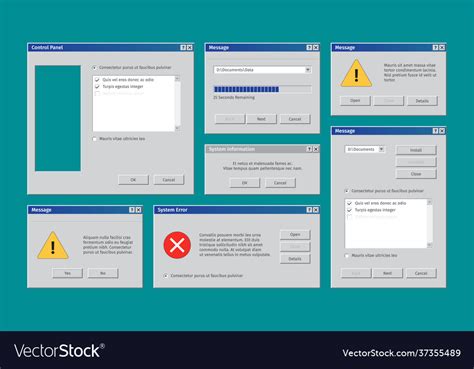 Old Web Ui Retro Windows User Interface Alert Vector Image