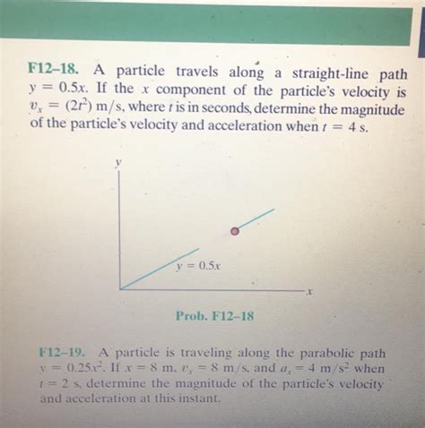solved f12 18 a particle travels along a straight line path