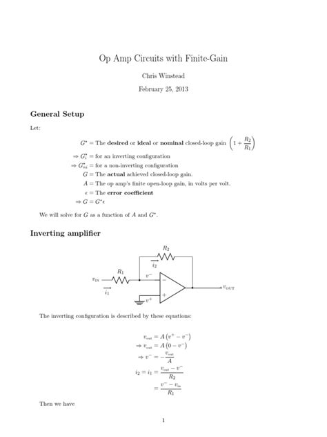 Op Amp Circuits With Finite Gain General Setup Pdf Operational