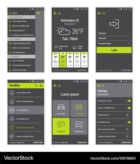 Green Buttons Set Mobile User Interface Design Vector Image