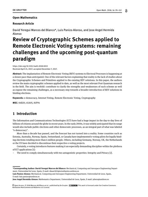 Pdf Review Of Cryptographic Schemes Applied To Remote Electronic