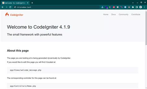 instalar codeigniter 4 y ponerlo en marcha