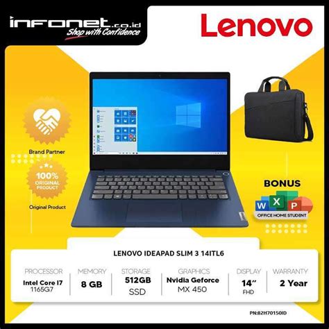 Jual Lenovo Ideapad Slim Itl I G Gb Gb Ssd Mx Gb Fhd Ips W Ohs Di Seller