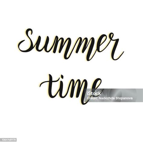 벡터 현대 서 예 디자인 흰색 배경에 고립입니다 여름 시간 카드 손으로 글자를 그려 계절에 대한 스톡 벡터 아트 및 기타 이미지 계절 그래픽 프린트 그리기 Istock