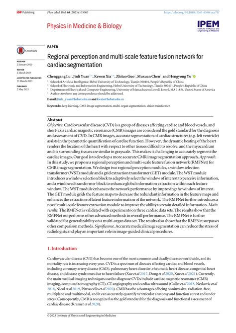 regional perception and multi scale feature fusion network for cardiac