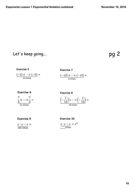 Exponents Lesson 1 Exponential Notation Pdf