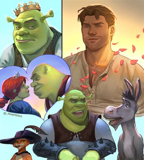 Puss In Boots Shrek Donkey And Princess Fiona Shrek And More Drawn By Panprika Danbooru