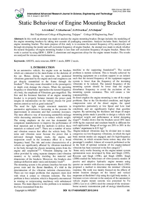 Pdf Static Behaviour Of Engine Mounting Bracket