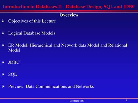 Ppt Introduction To Databases Ii Database Design Sql And Jdbc