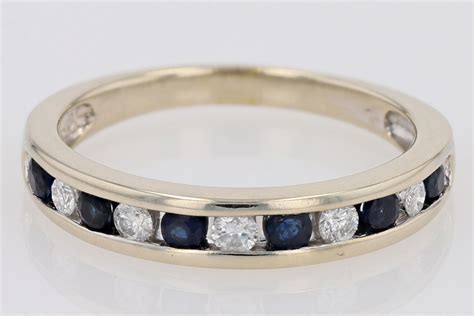 50ctw Round Cut Sapphire And Diamond Wedding Band Ring 14k White Gold