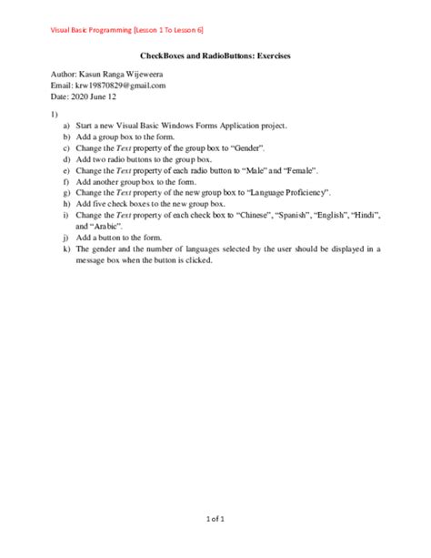 pdf checkboxes and radiobuttons exercises