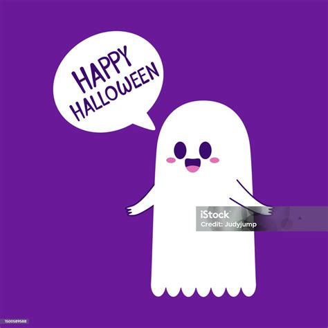 트릭 오어 트릿을 위한 할로윈 호박 바구니와 함께 떠다니는 귀여운 유령 재미있는 으스스한 부 캐릭터 행복한 미소 짓는 얼굴 표정을 가진 유령 팬텀 고립 된 아이 플랫 벡터