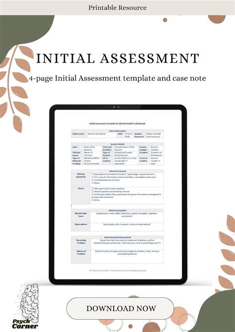 Initial Assessment Semi Structured Interview Case Note Template