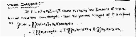 Vector Calculus Line Integral Surface Integrals Volume Integrals