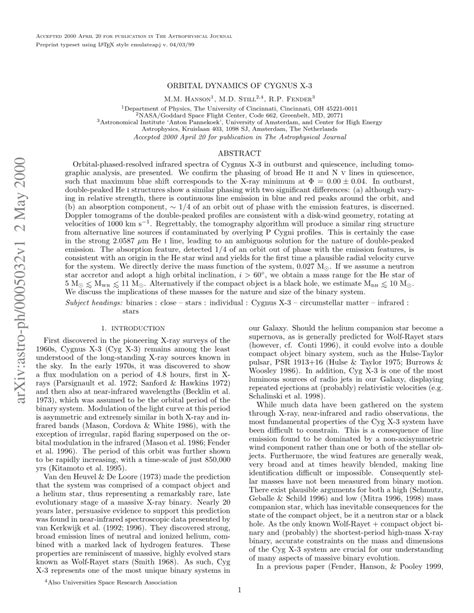 Pdf Orbital Dynamics Of Cygnus X 3