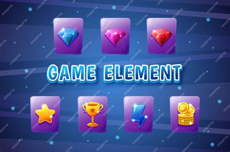 premium vector game ui collection with button game element