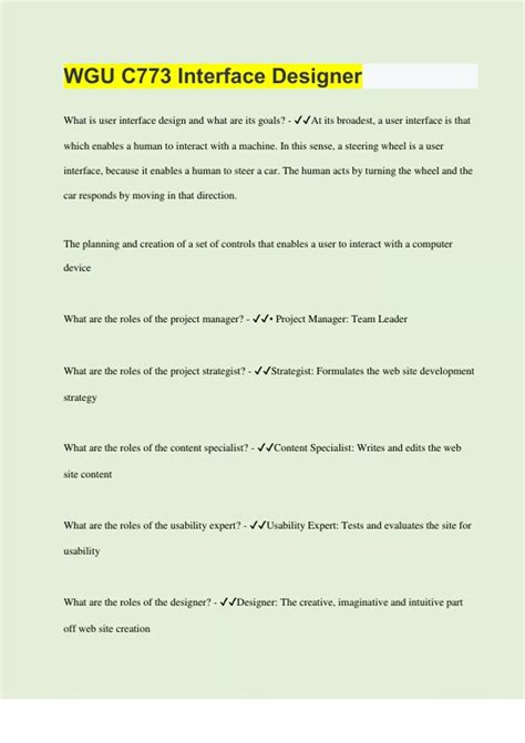 WGU C Interface Designer Questions With Correct Answers Verified Latest Update