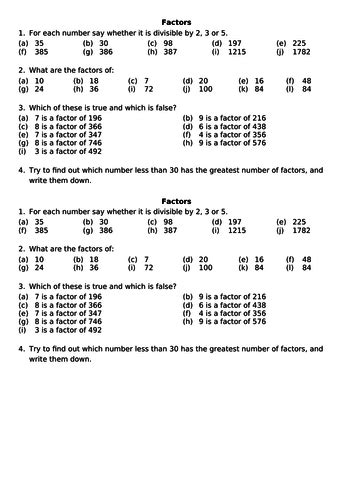 Gcse Edexcel Maths Number Factors And Multiples Teaching Resources