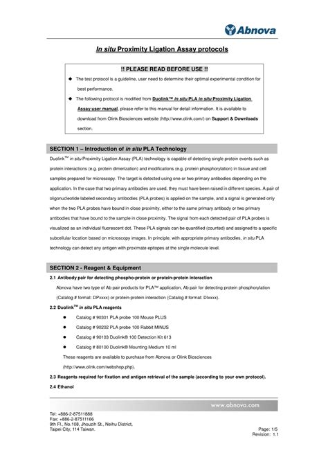 In Situ Proximity Ligation Assay Protocols Docslib