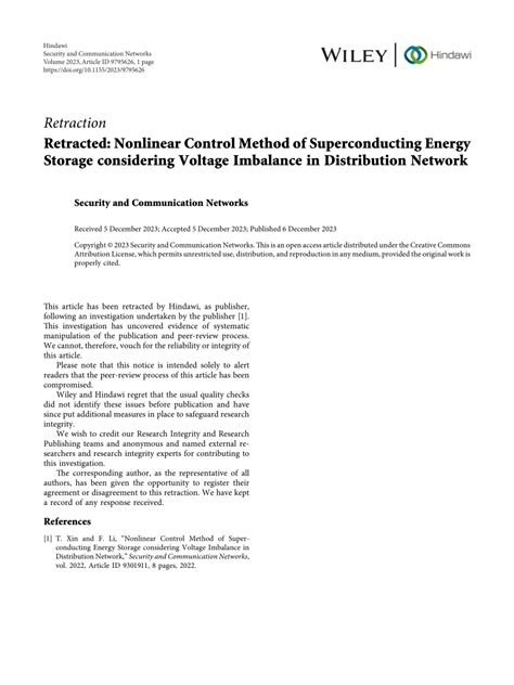 Pdf Retracted Nonlinear Control Method Of Superconducting Energy Storage Considering Voltage