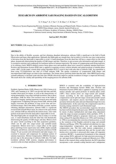 pdf research on airborne sar imaging based on esc algorithm