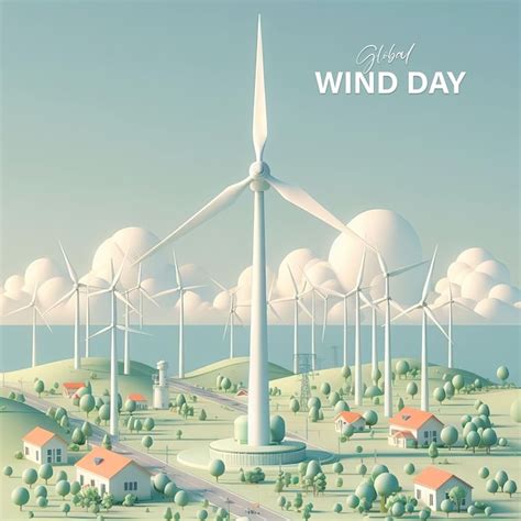 Global Wind Day Post Global Wind Day Poster Wind Energy Wind Day Vector Wind Energy Vector