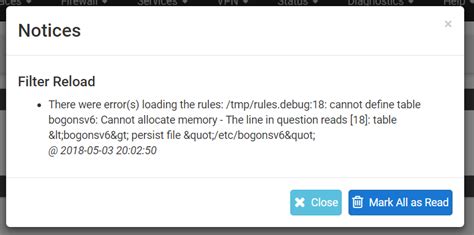 Pfsense 243 Troubleshooting Cannot Define Table Bogonsv6 Pfsense It Connect