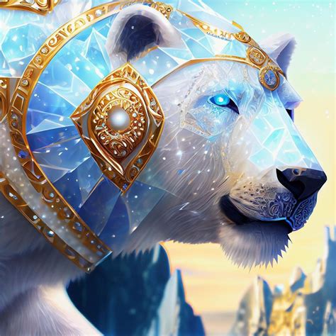 Polar Bear King Illustration Polar Bear God Ice Bear Fantasy Art