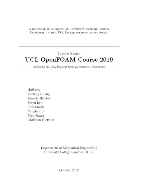 Openfoam Course Notes Release V10 Pdf Fluid Dynamics 64 Bit