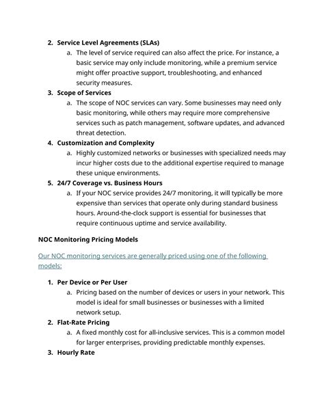 A Comprehensive Guide To Costs And Value With Noc Monitoring Services At Ai Noc Docx