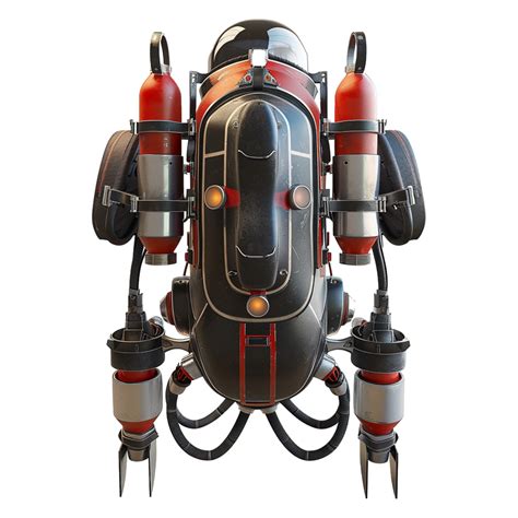 Futuristic Red And Black Jetpack Design With Multiple Thrusters And