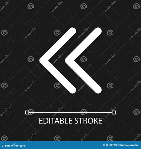 Left Double Arrow Pixel Perfect White Linear Ui Icon For Dark Theme Stock Vector Illustration