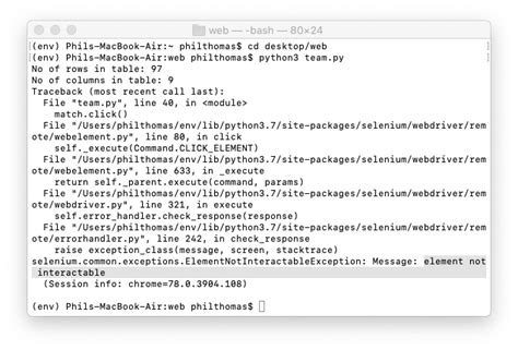 Selenium Python Can Locate Table Bring Back No Rows Cols But Can T Find Specific Element To