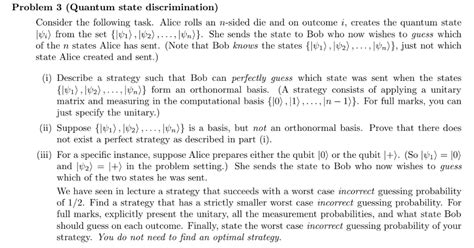 Solved Roblem 3 Quantum State Discrimination Consider The