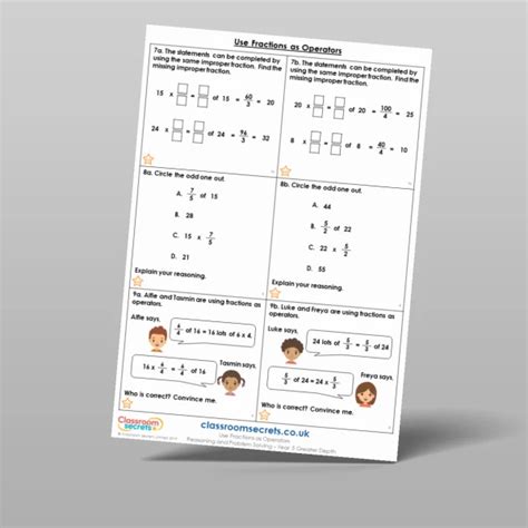 Year 5 Use Fractions As Operators Reasoning And Problem Solving Resource Classroom Secrets