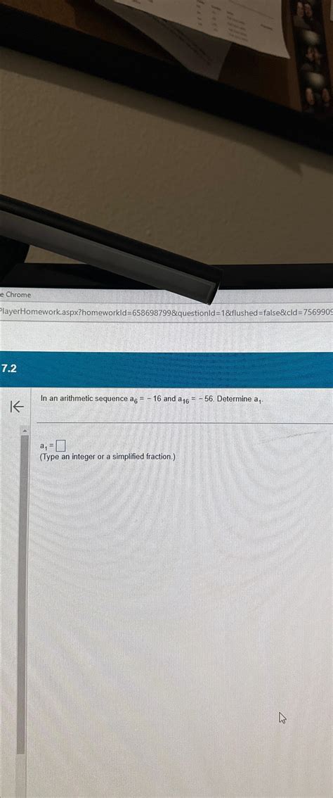Solved 72kin An Arithmetic Sequence A6 16 ﻿and A16 56